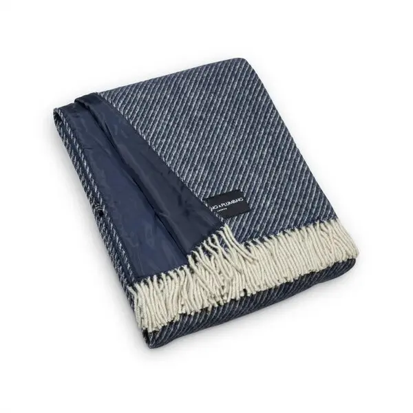 HEATING & PLUMBING LONDON Pure New Wool Picnic Blanket The Yacht Club - Blue