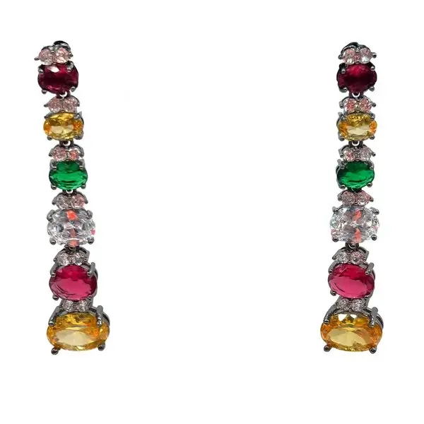 MICHAEL NASH JEWELRY Rosa Multi Stone Drop Earrings - Pink/red