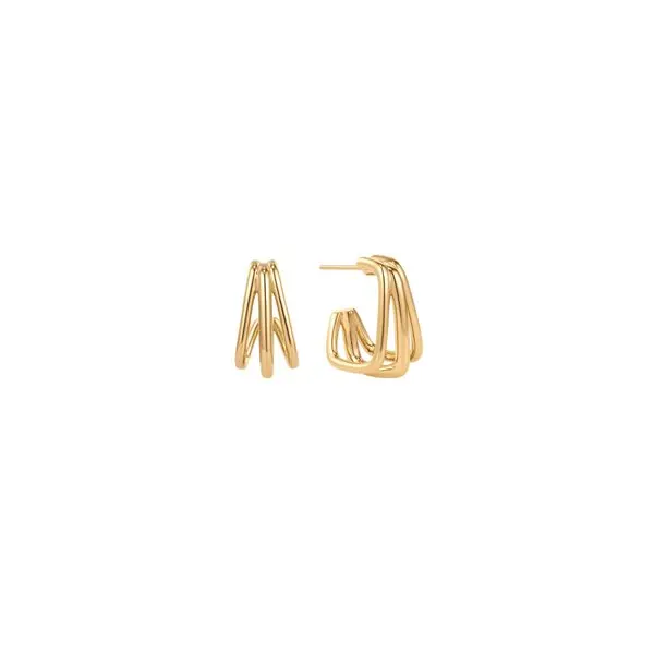 VANCHI Esther Square Hoop Stud Earrings In Sterling - Gold