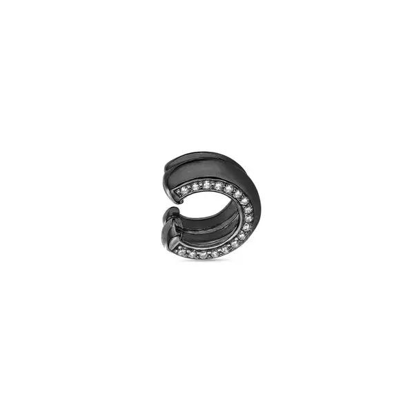 SALLY SKOUFIS Sterling Silver & Black Rhodium Luna Ear Cuff With Cz Diamonds - Black/white
