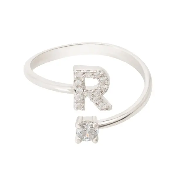 LATELITA Initial Ring - White/silver