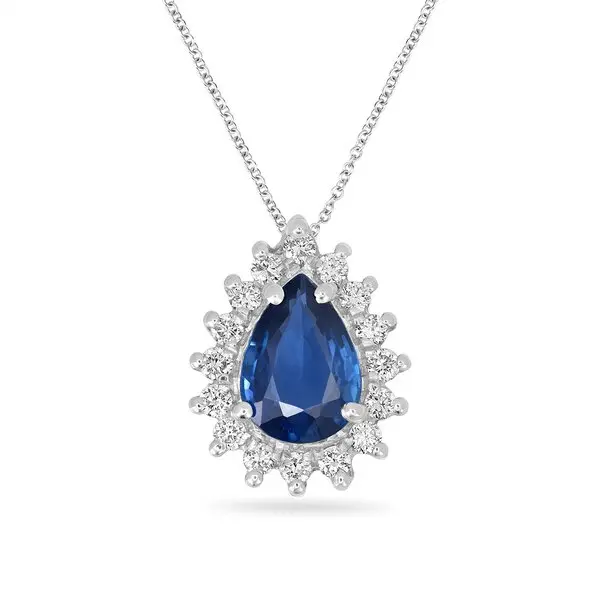 ARTISAN Sapphire And Diamond Halo Pendant In 18k White Gold - White/blue