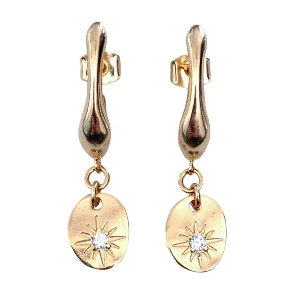 IN CAUDA VENENUM Vega Zirconia Earrings - Gold
