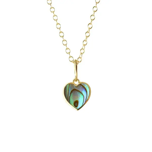 Kris Nations Abalone Heart Charm Necklace - Gray/yellow