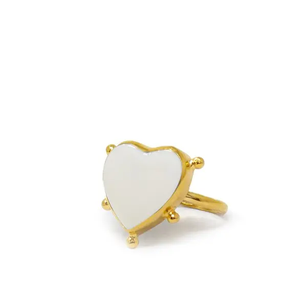 VINTOUCH ITALY Happy Heart Stacking Ring - Gold/white