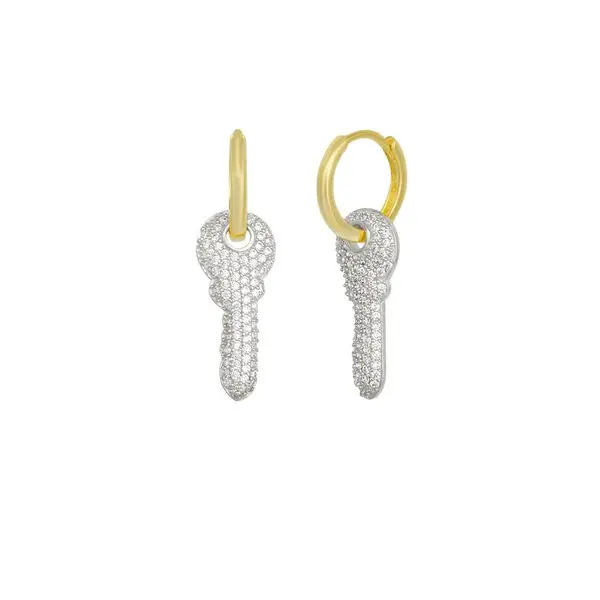 SPERO LONDON Key Hoop Earrings - Silver/gold