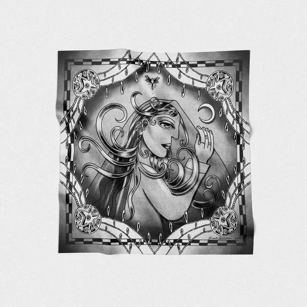 TASH AND LEY Black / White / Grey Resurgence 70x70 Silk Scarf - Black/white/grey