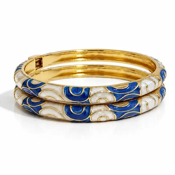 NUVV COLLECTION Set Of Enamel Bangles - Blue