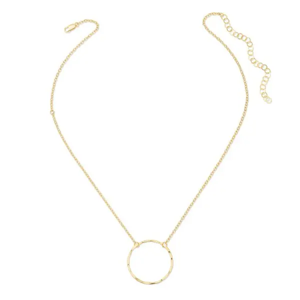 HEATHER HAWKINS Hammered Circle Chain Necklace - Gold