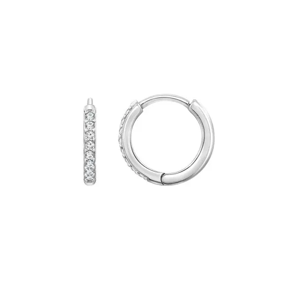 DIAMONBLISS Pave Huggies Hoop Earrings - White
