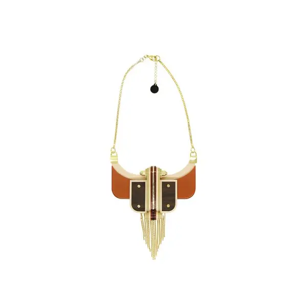 GISSA BICALHO Acrylic Necklace - Brown/yellow