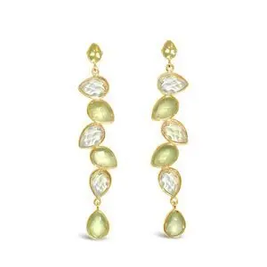 GEM BAZAAR JEWELLERY Stone Drop Earrings - Green/gold