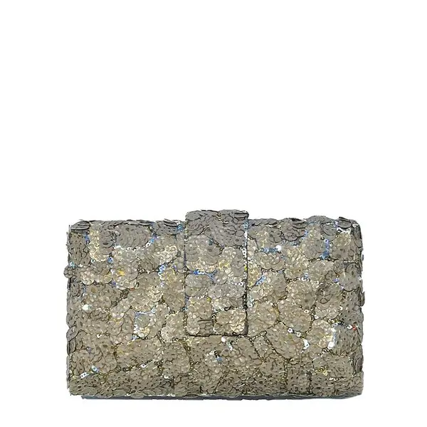 SIMITRI Hand Embroidered Sequin Clutch - Grey