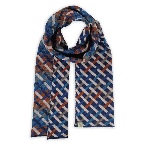 OTTO & SPIKE Blue / Brown / Neutrals Scarves Threaded Indigo Blue, Bronze Brown - Blue/brown