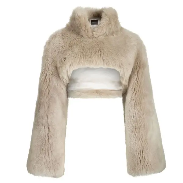 HEIRA LEATHERWEAR Cropped Toscana Lambskin Fur Top - Black