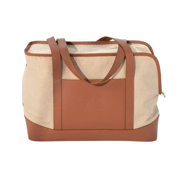 Zoë Pet Atelier Neutrals Leather And Canvas Pet Carrier