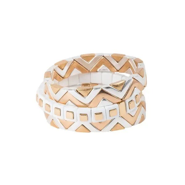 Saachi Geometric Shine Bracelet Set - White