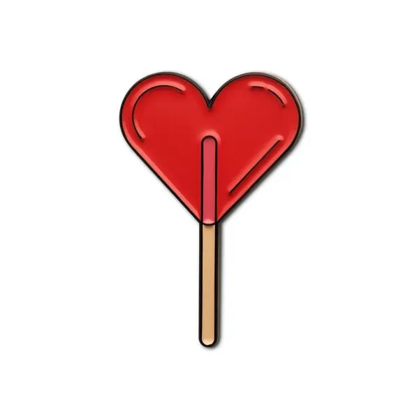 MAKE HEADS TURN Heart Lollipop Enamel Pin - Red/white