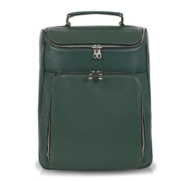 LUIS STEVEN Medium Leather Laptop Backpack - Green