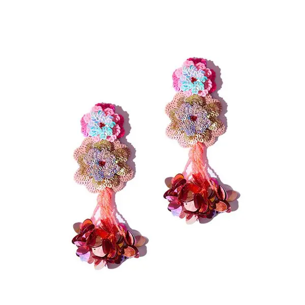 SIMITRI Peony Dangle Earrings - Pink/red/white/yellow
