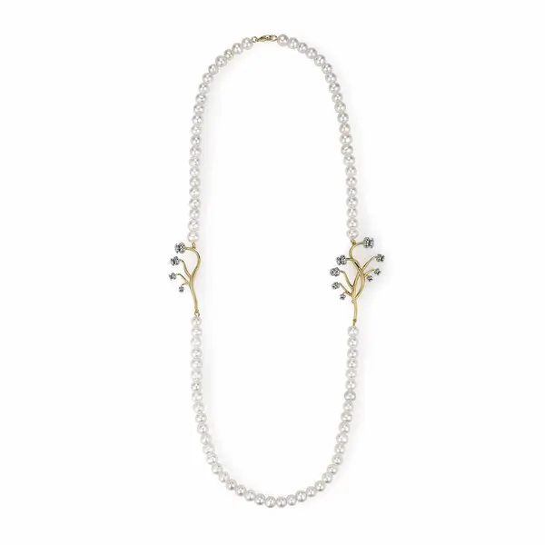RETRO CHIC Lily Of The Valley Pearl Necklace - Gold/white