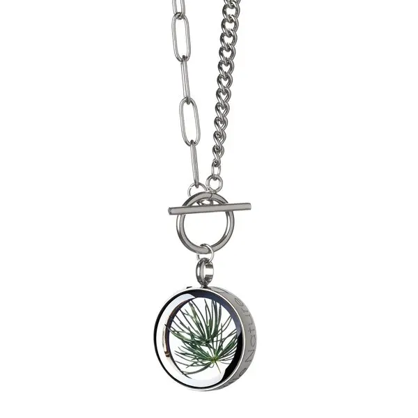 MY LITTLE NATURE Pine Needles Pendant Necklace - Silver/green