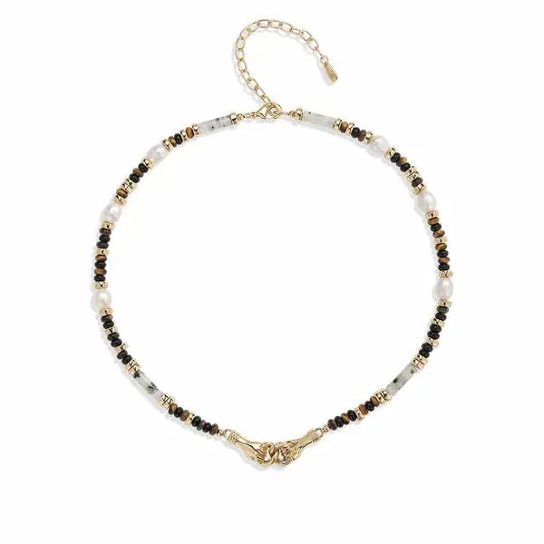 RETRO CHIC Palms Necklace - Black/brown/gold