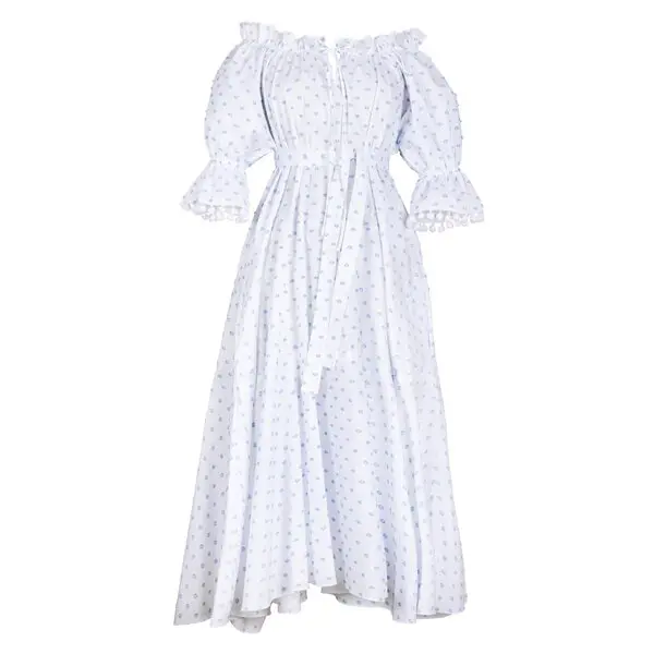 LISA THE LABEL Pyjama Baby Doll Spot Cotton Dress - Blue