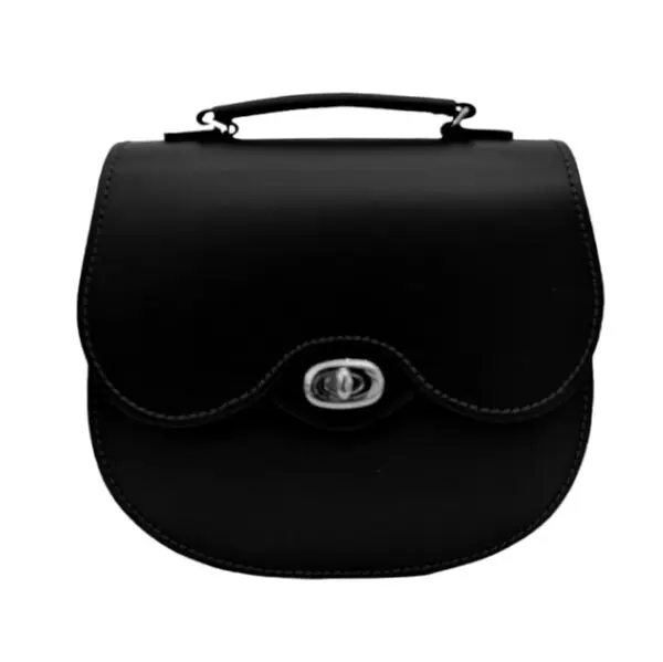 ZATCHELS Handmade Leather Saddle Bag With Twist Lock - Black