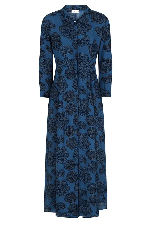 MERCY DELTA Printed Silk Shirt Dress