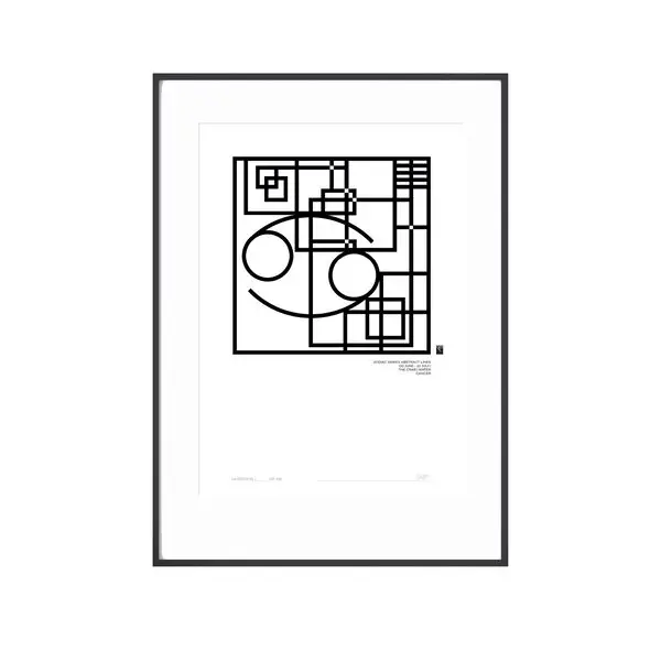 Curiosity Snug Zodiac Series Abstract Lines Cancer Print - Black