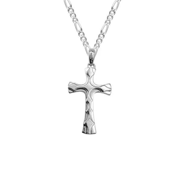 OUTOFOFFICE Textured Cross Charm Necklace - Silver