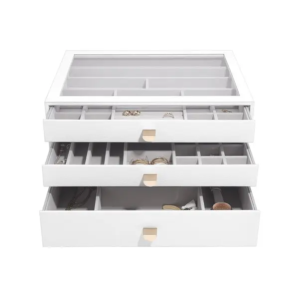 STACKERS Supersize Pebble Set Of Three Drawers Jewelry Box - White