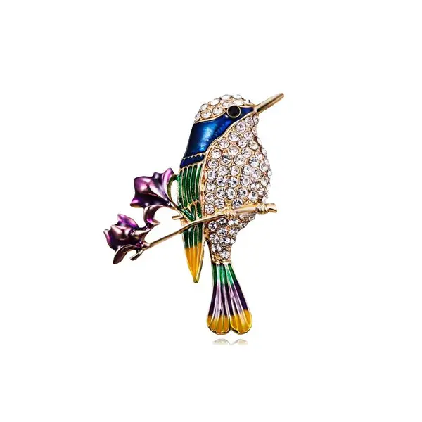CHANEL JOAN ELKAYAM Crystal Embellished Bird Brooch - Gray