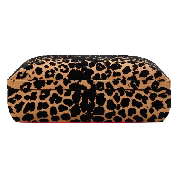 Wolf Savanna Leopard Print Medium Jewellery Box - Black