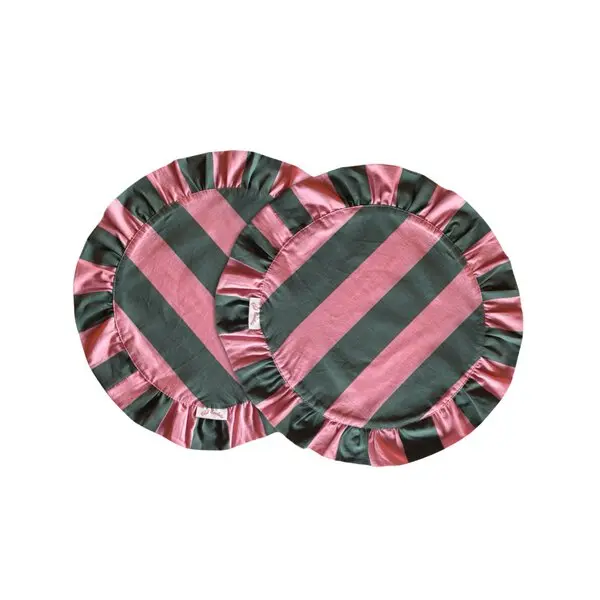 CLUB CARLOTTA TABLEWARE Darcy Placemat Green/ Set Of Two - Pink
