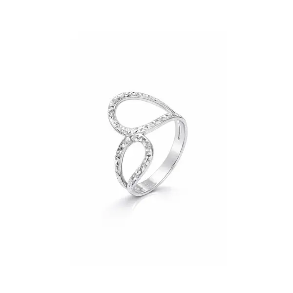 GOLD & HONEY Pear Wrap Diamond-cut Ring - Silver
