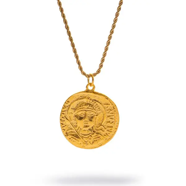 EBRU JEWELRY Mystic Guardian Medallion Coin Necklace - Gold