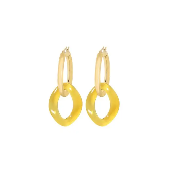 GOLD & HONEY Lucite Drop Hoop Earrings - Gold/yellow