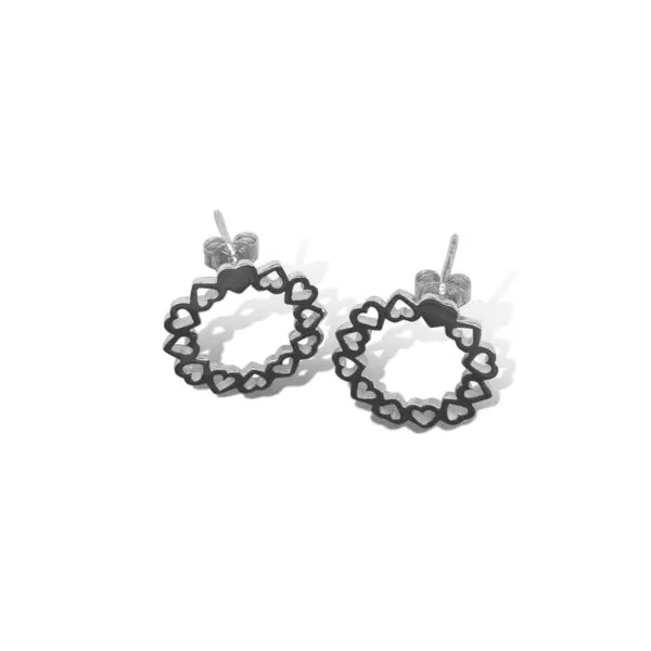 FV JEWELLERY Love Goes Round Circle Of Hearts Petite Studs - Silver