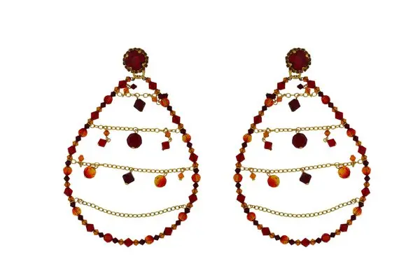 VICKISARGE Fortitude Chandelier Earrings - Red/orange