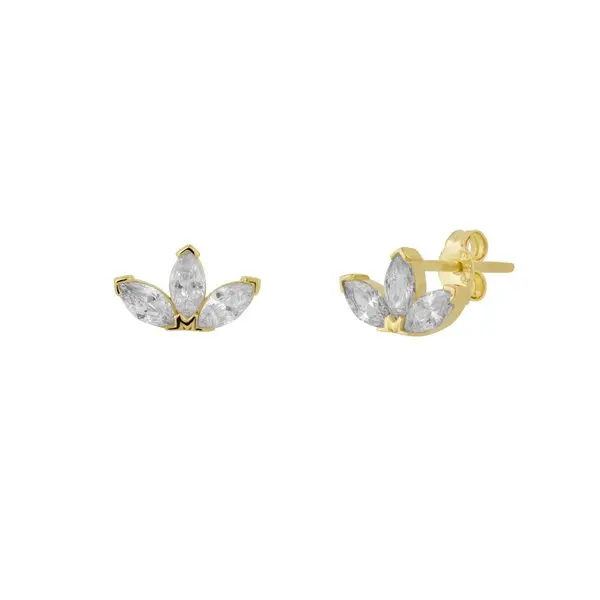 SPERO LONDON 14ct Solid Crown Stud Earrings - Gold