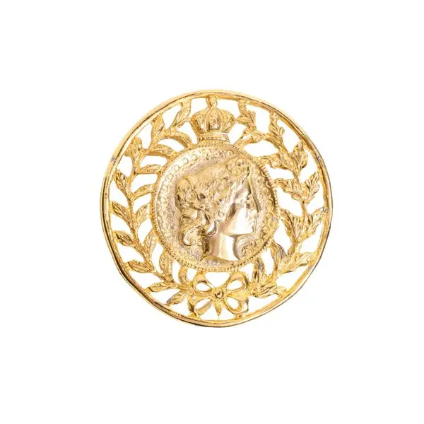 CARAMEL VINTAGE JEWELLERY Gold Plated Laurel Cameo Brooch - Silver