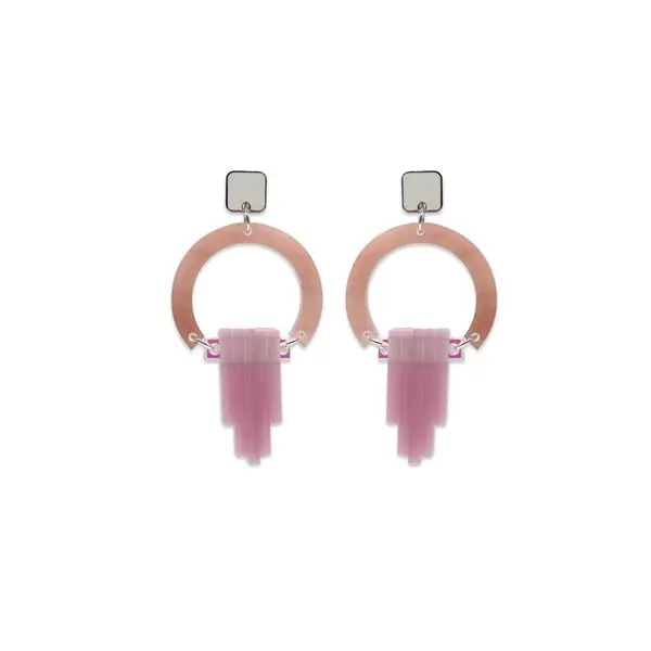 TOOLALLY Art Deco Chandelier Earrings - Pink
