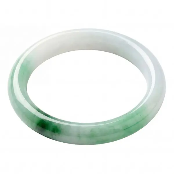 SEREE Koi Mottled Round Jade Stone Bangle - Green