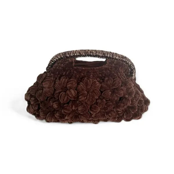 SPRINGMOONATELIER Handmade Crochet Top Handle Bag - Brown