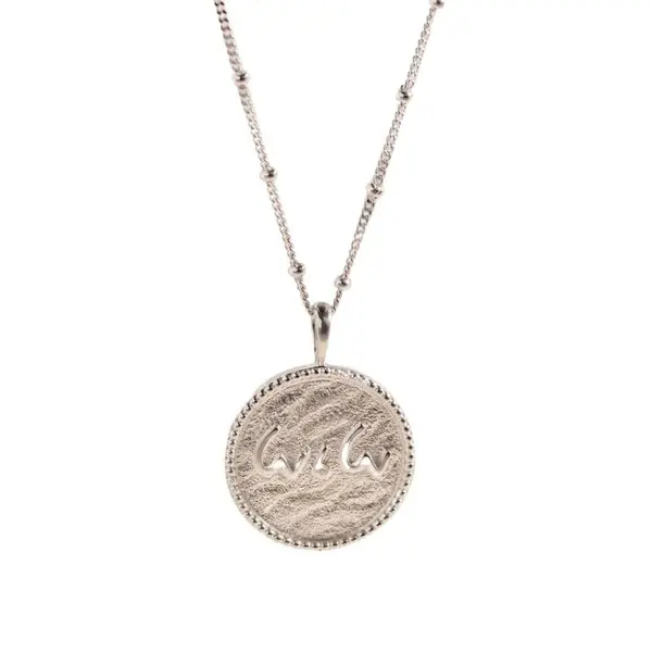 CLAIRE HILL DESIGNS Shorthand Coin Medallion Necklace - Silver