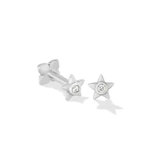 DOWER & HALL White Gold Diamond Stargazer Labret - Silver