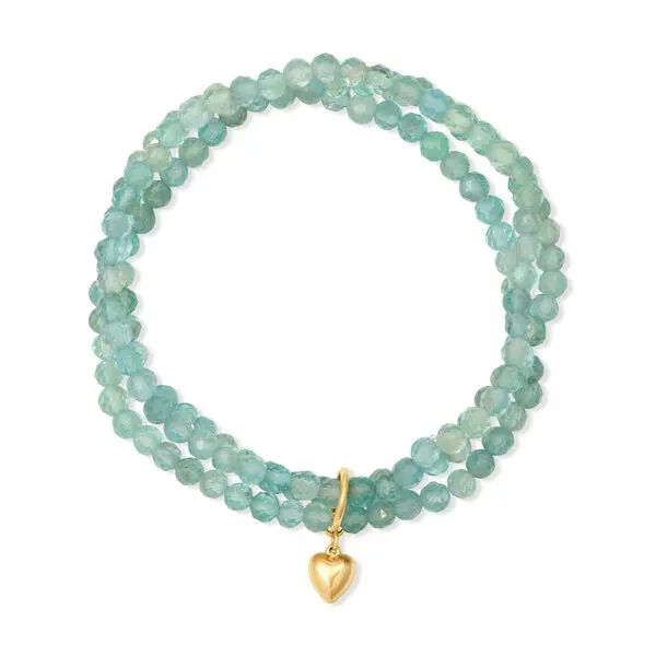 HEATHER HAWKINS Puff Heart Apatite Gemstone Bracelet - Blue