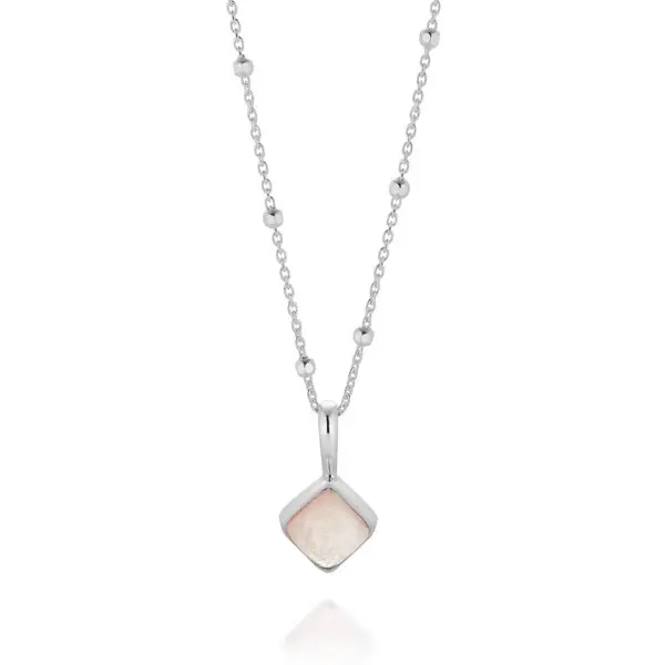 NELLOU JEWELLERY Rose Quartz Diamond Necklace - Pink